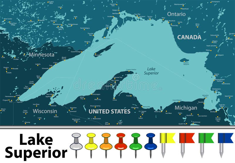 Mapa del lago Superior ilustración del vector. Ilustración de cobre ...
