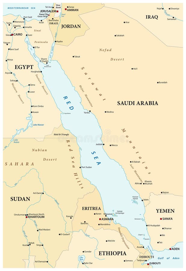 Egipto, Mapa Político De La Península Del Sinaí Ilustración del Vector ...