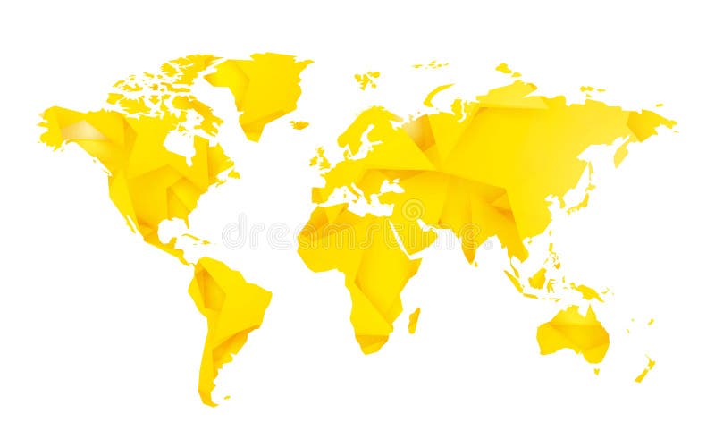 Mapa Del Mundo Amarillo Del Espacio En Blanco De La Estrella ...
