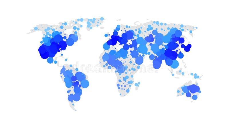 Mapa Del Mundo Azul Del Color Aislado En Blanco Ilustración del Vector ...