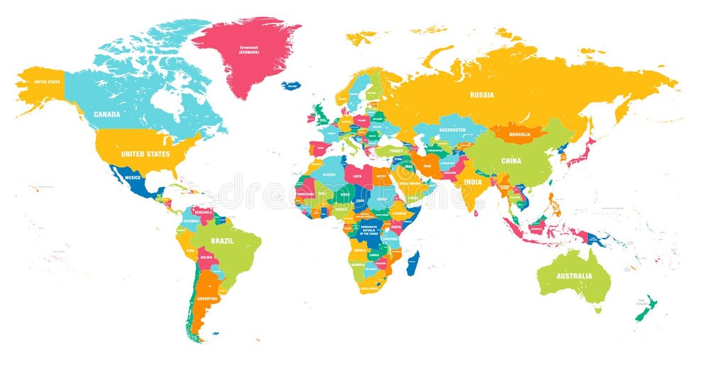 Mapa Del Mundo Colorido Del Vector Ilustración del Vector - Ilustración ...