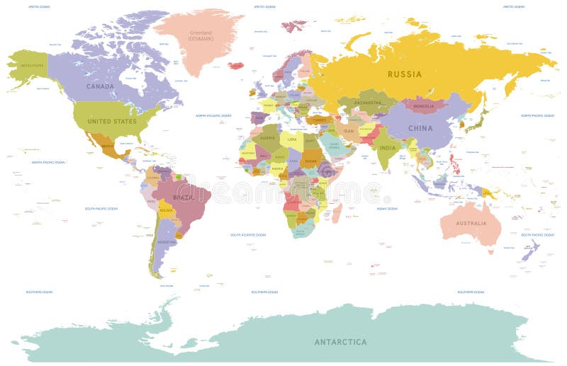 Mapa Del Mundo Colorido Del Vector Ilustración del Vector - Ilustración ...