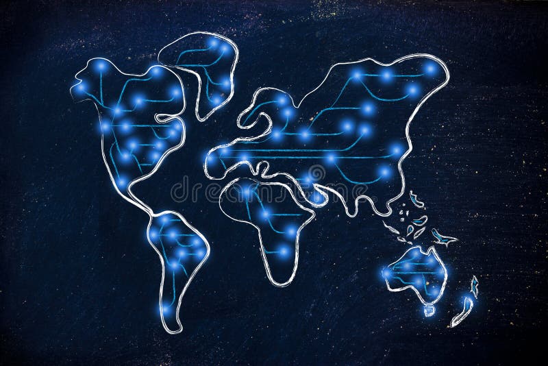 Mapa Del Mundo Con Las Conexiones a Internet Stock de ilustración ...