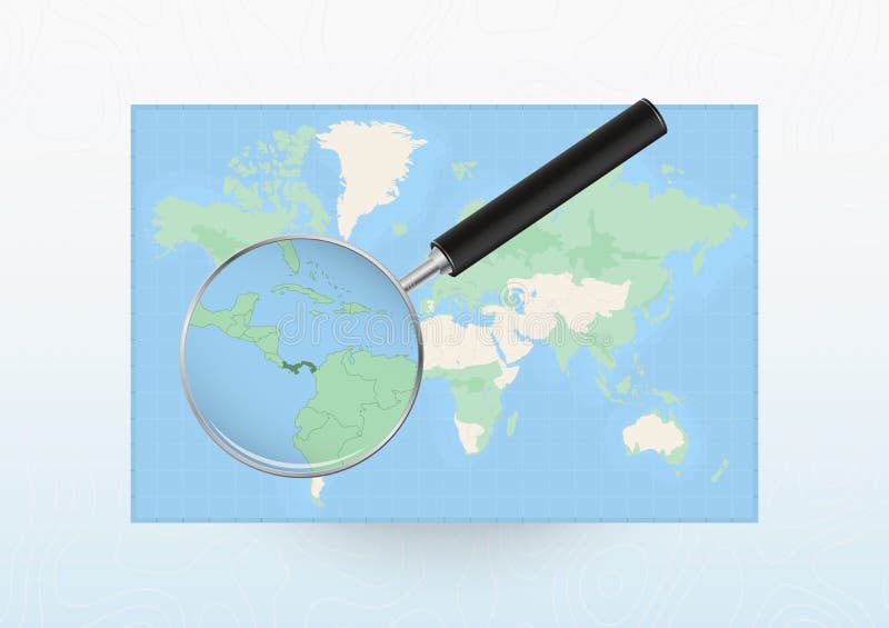 Mapa Del Mundo Con Una Lupa Dirigida a Panama Buscando Panama Con Lupa ...