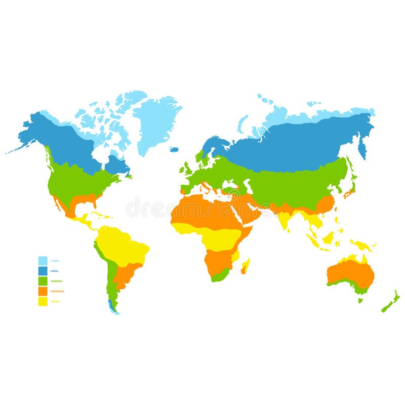 Mapa Del Mundo Con Zona De Clima Ilustración del Vector - Ilustración ...