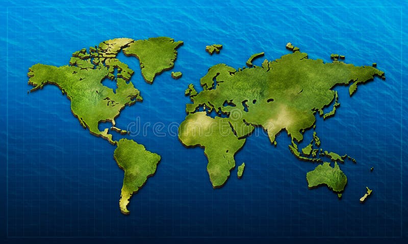 Mapa del mundo realista 3D stock de ilustración. Ilustración de europa ...