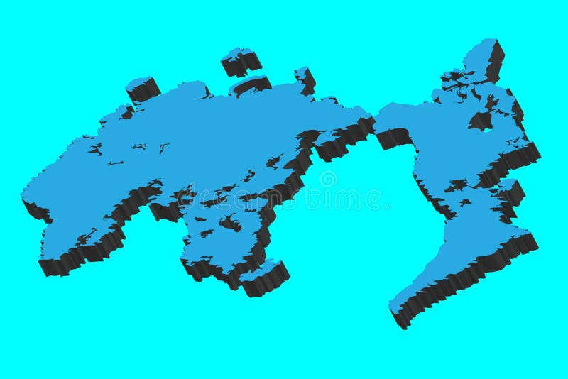 Mapa Del Mundo 3D En El Ejemplo Azul Del Vector Del Color Ilustración ...