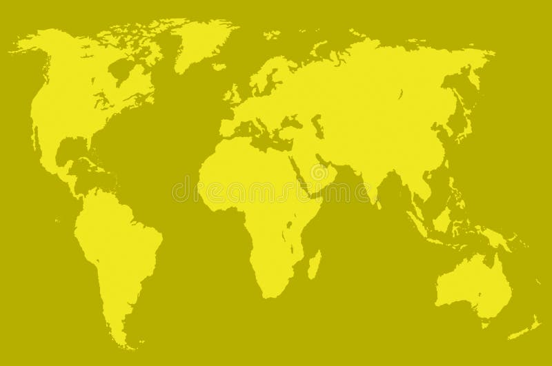 Mapa Del Mundo Amarillo, Aislado Stock de ilustración - Ilustración de ...