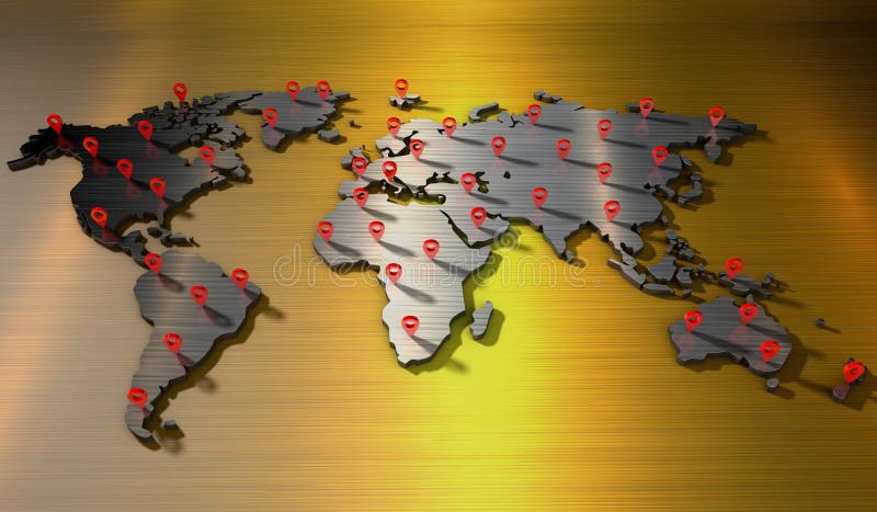 Mapa Del Mundo De La Representaci?n 3d Con Las Muestras Del Geolocation ... Mapa Del Mundo De La Representaci?n 3d Con Las Muestras Del Geolocation ...
