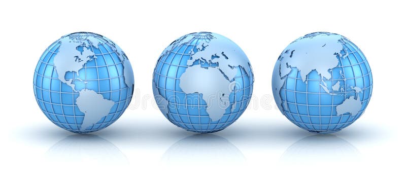 Mapa Del Mundo De Tres Azules Stock de ilustración - Ilustración de ...