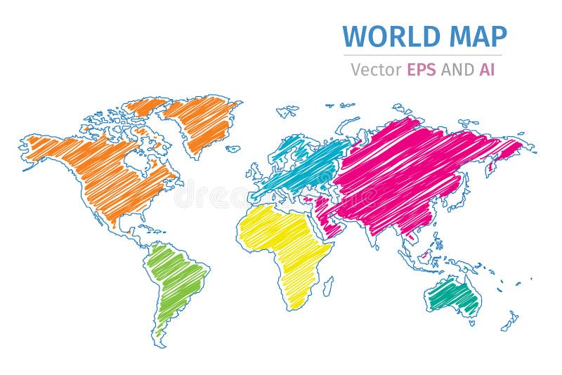 Mapa Del Mundo Del Color Del Vector En El Fondo Blanco Stock de ...