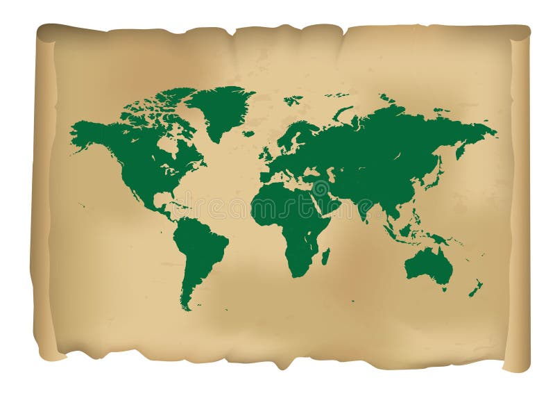 Mapa Del Mundo En El Papel Viejo Del Papiro Ilustración del Vector ...
