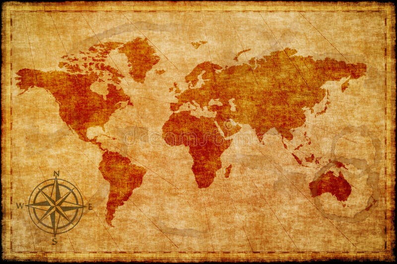 Mapa Del Mundo En El Papel Viejo Foto de archivo - Imagen de america ...