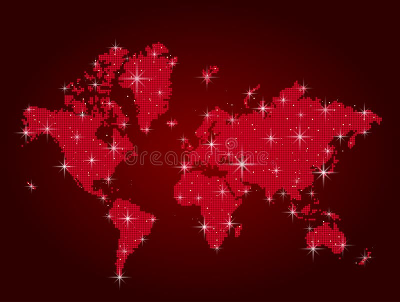 Mapa Del Mundo Rojo En Puntos Ilustración del Vector - Ilustración de ...