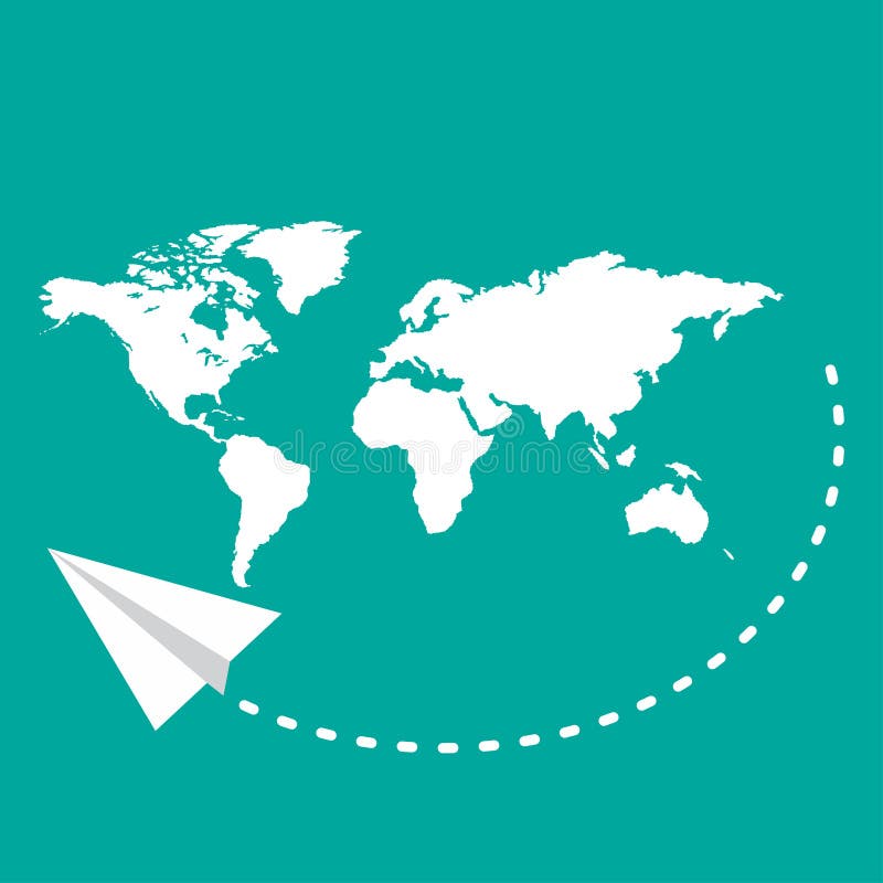 Mapa Del Mundo Del Vector Con Los Aviones De Papel Stock de ilustración ...