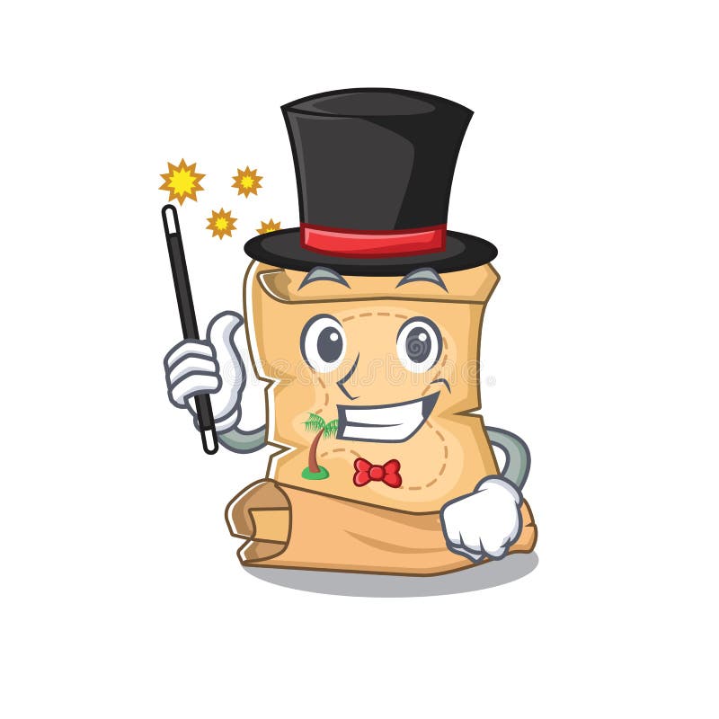 Mapa Del Tesoro Mago Aislado Con La Caricatura Ilustración del Vector ...