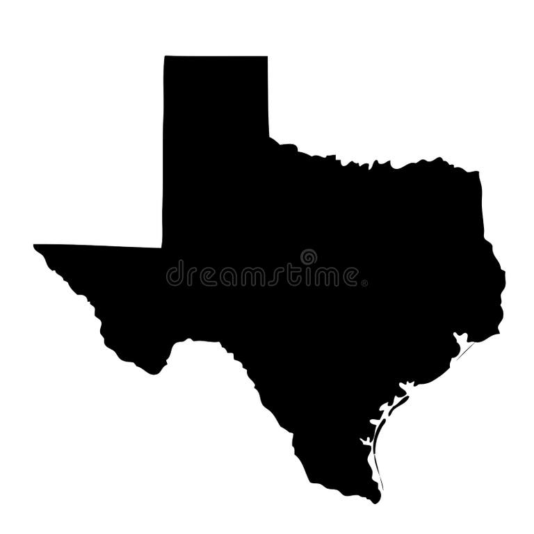 Mapa del U S estado Tejas ilustración del vector. Ilustración de negro ...