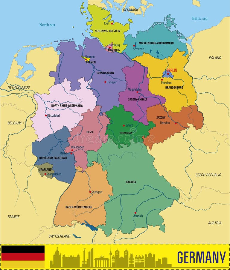 Mapa Político Del Vector De Alemania Con Regiones Ilustración del ...