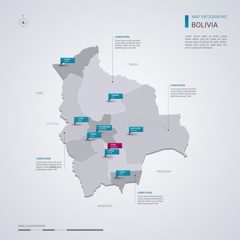 Bolivia - Mapa Y Bandera Infographic - Ejemplo Detallado Del Vector ...