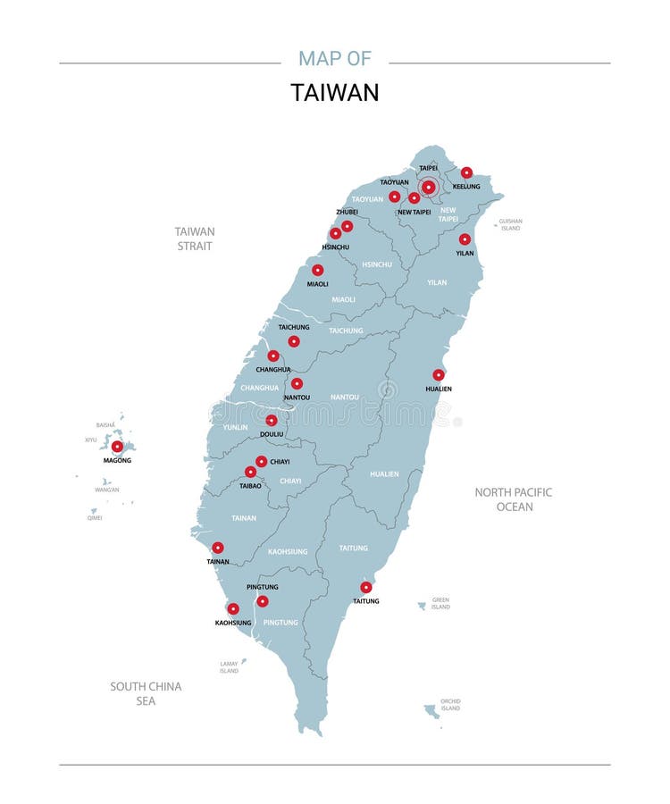 Mapa De Taiwán Con Ciudades Ilustración del Vector - Ilustración de ...