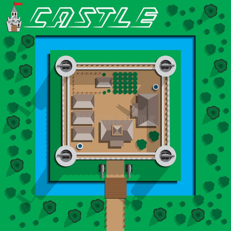 Mapa del viejo castillo ilustración del vector. Ilustración de césped ...