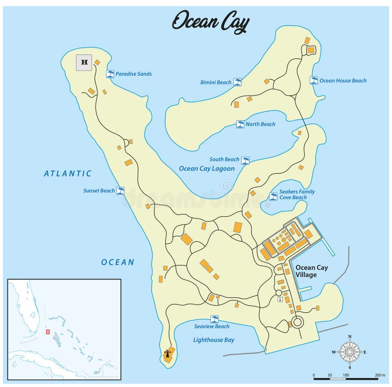 Mapa Detallado De La Isla Privada De Las Bahamas Ocean Cay Ilustración ...