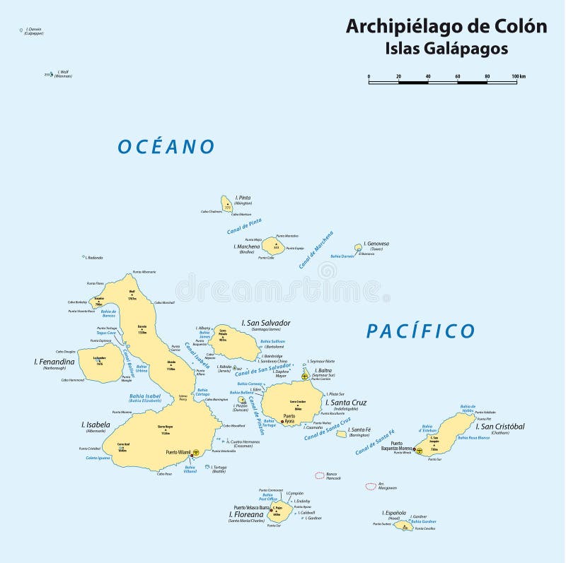 Mapa Do Arquipélago Equatoriano De Galápagos Ilustração do Vetor ...