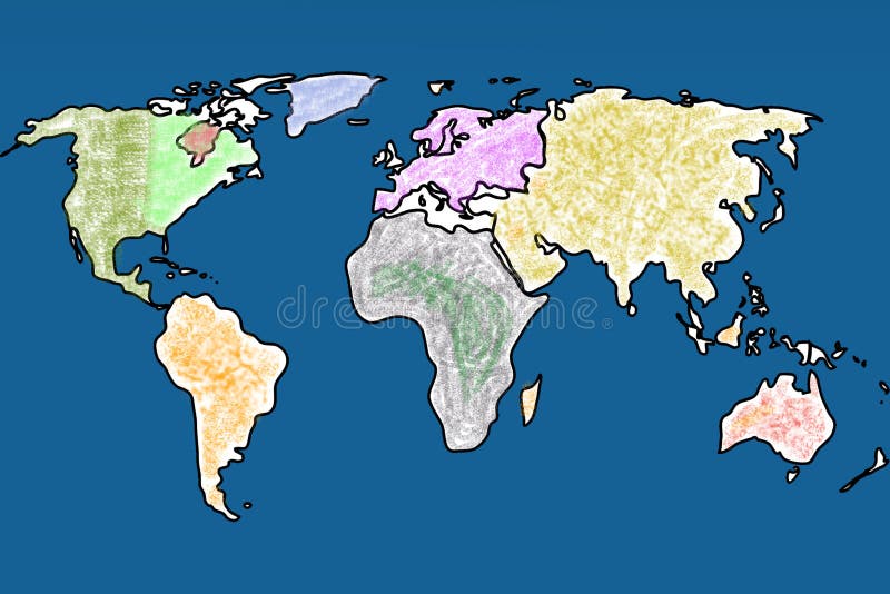 Mapa Do Atlas De Mundo Com Oceano Ilustração Stock - Ilustração de ...
