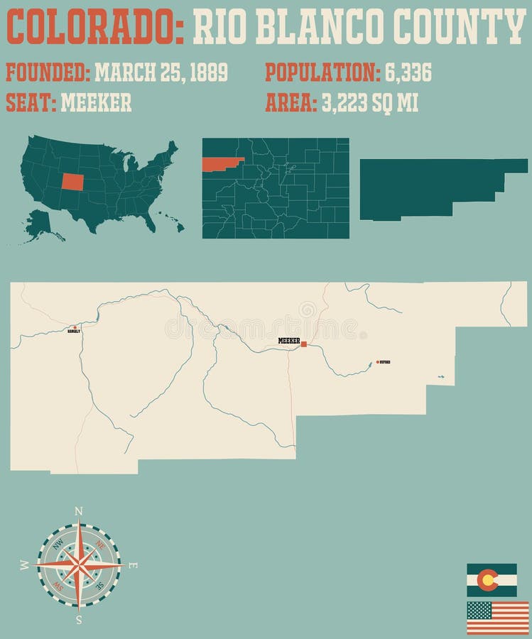 Mapa Do Condado De Rio Blanco No Colorado Ilustração do Vetor ...
