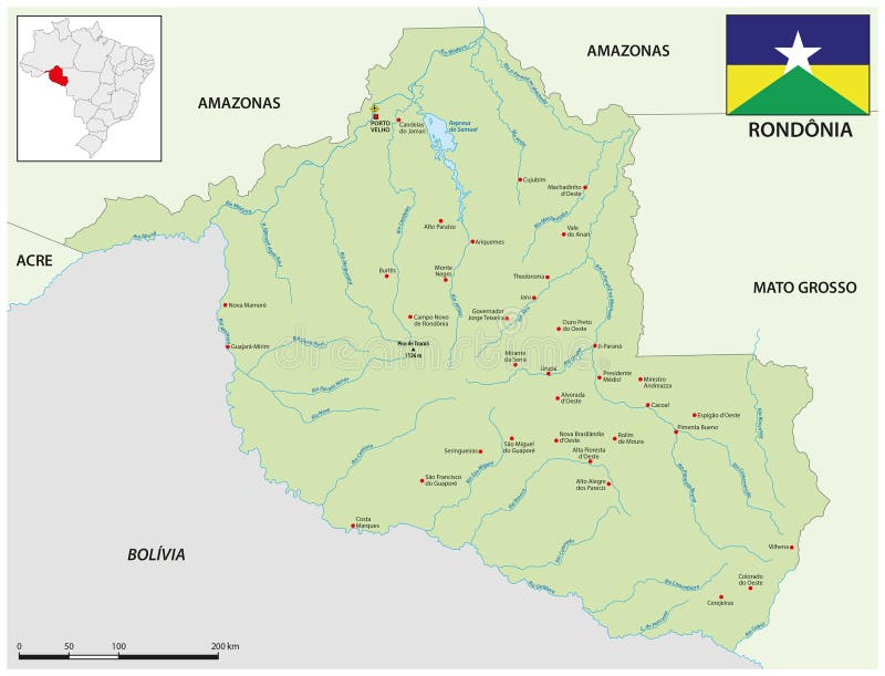 Mapa Do Estado Brasileiro Da Rondonia Ilustração do Vetor - Ilustração ...