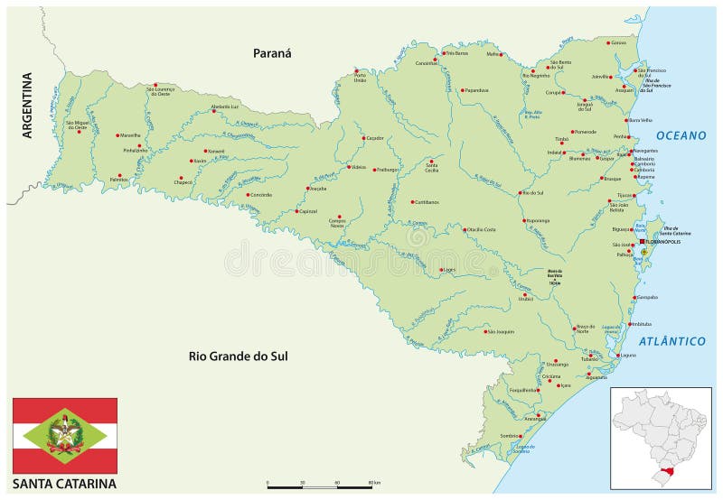 Mapa Do Estado Brasileiro De Santa Catarina Ilustração do Vetor ...
