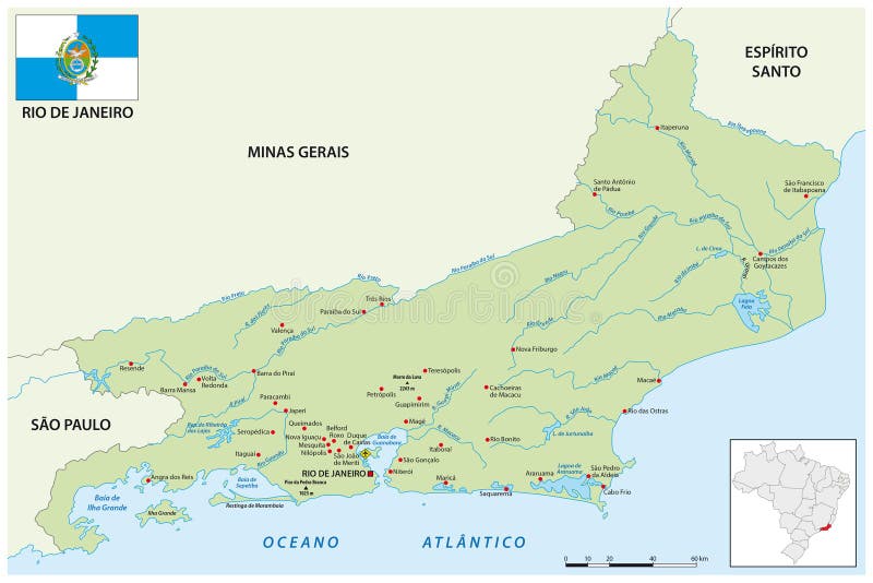 Mapa Do Estado Brasileiro Do Rio De Janeiro Ilustração do Vetor ...