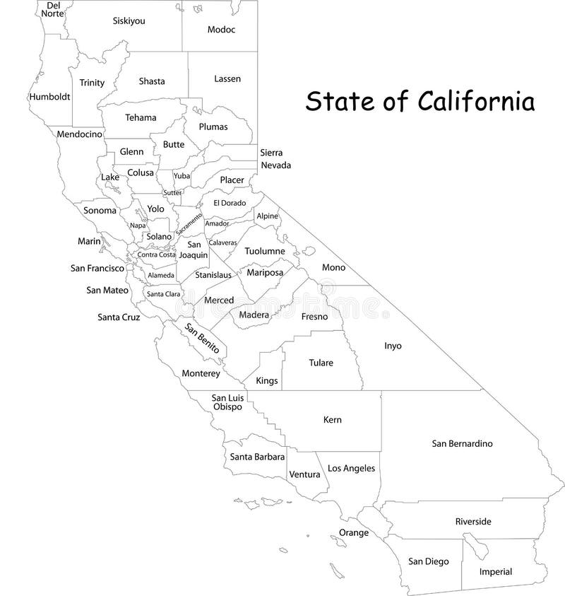 Mapa Do Estado Da Califórnia Ilustração do Vetor - Ilustração de vetor ...