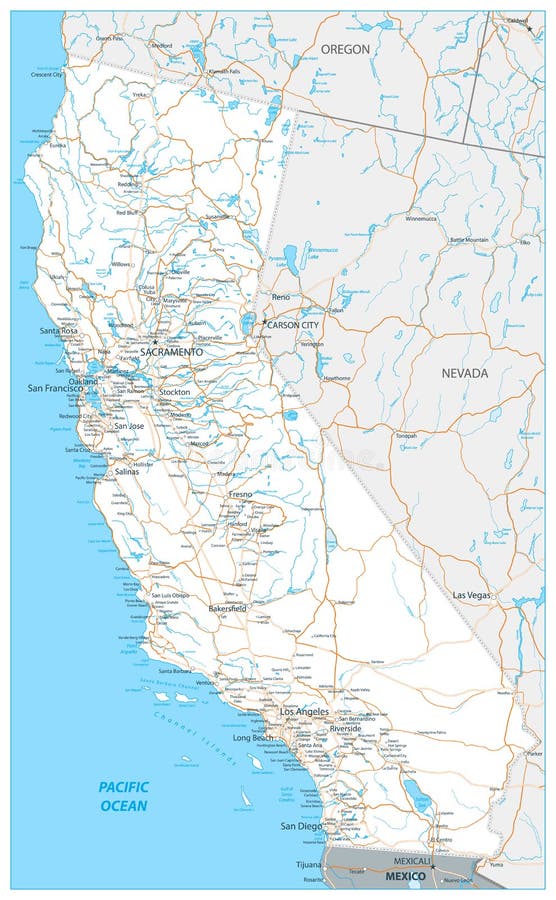 Mapa Da California. Mapa Do Estado E Do Distrito Da Califórnia. Mapa ...