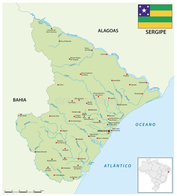 Mapa Do Estado De Sergipe Brasileiro Ilustração do Vetor - Ilustração ...