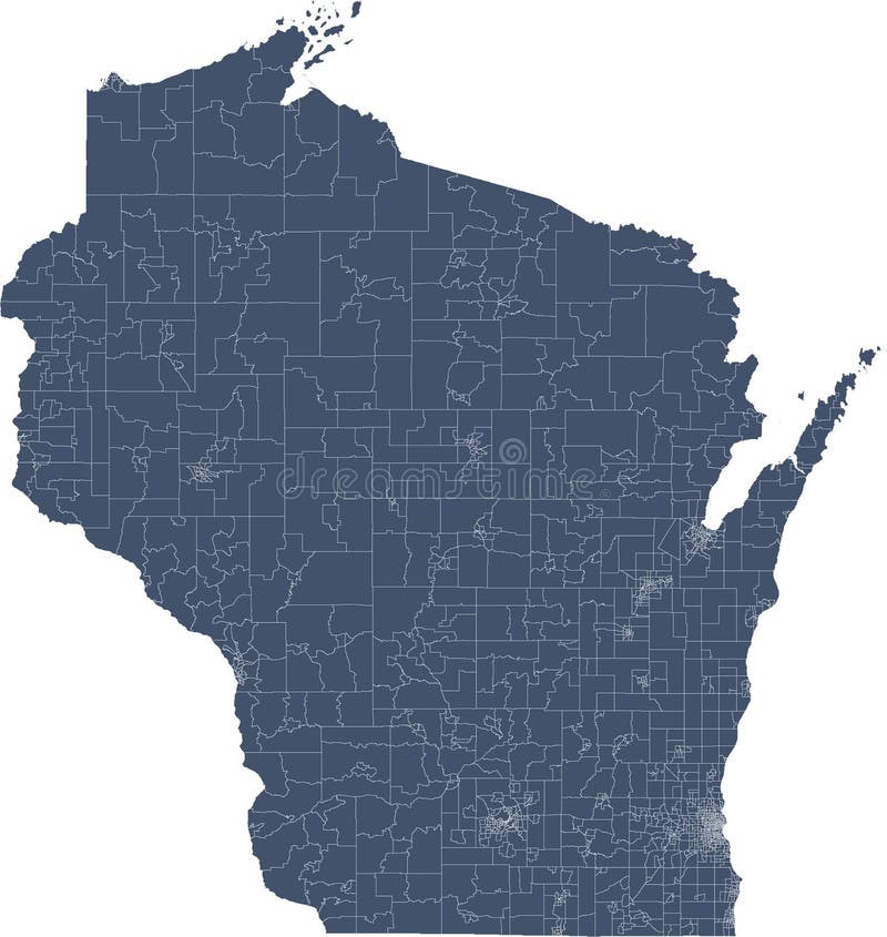 Mapa Do Estado De Wisconsin Dos Eua Com Limites De Recenseamento ...