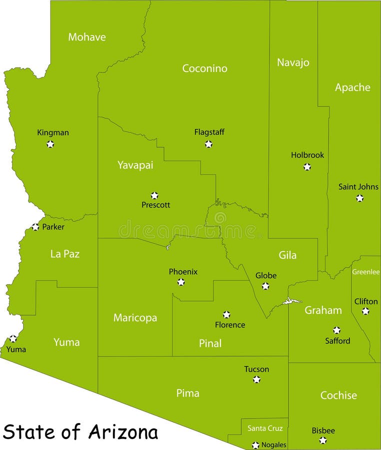 Mapa do estado do Arizona ilustração do vetor. Ilustração de bandeiras ...