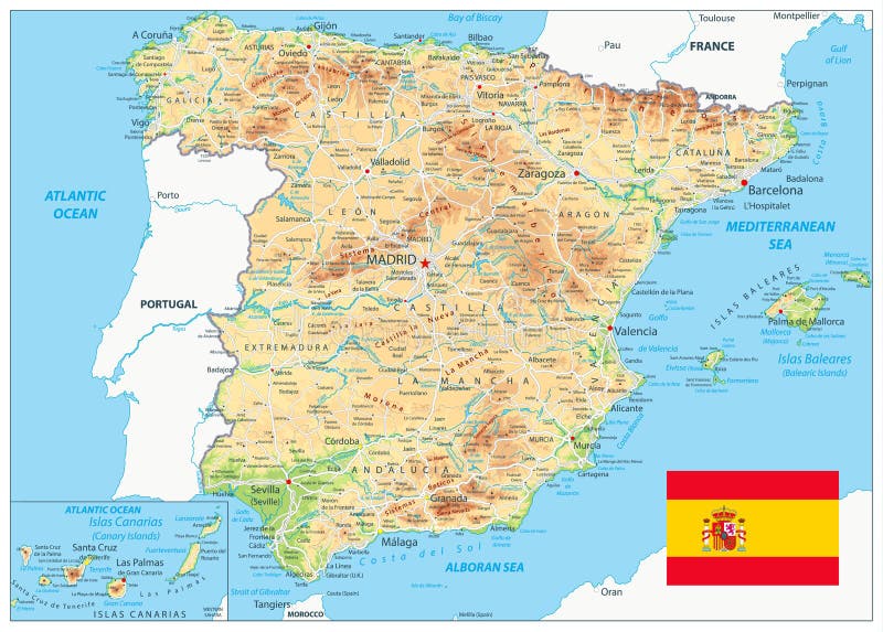 Mapa do exame da Espanha ilustração do vetor. Ilustração de estrada ...