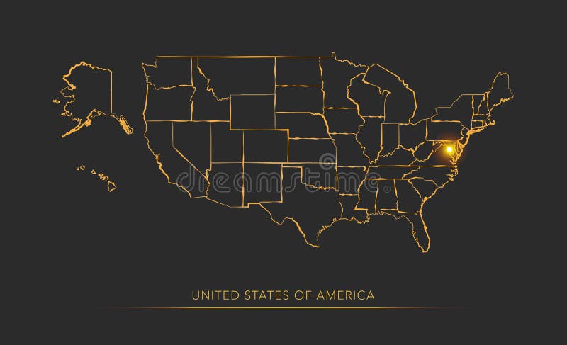 Mapa Do Golden State, Fundo Do Vetor Dos EUA Ilustração do Vetor ...