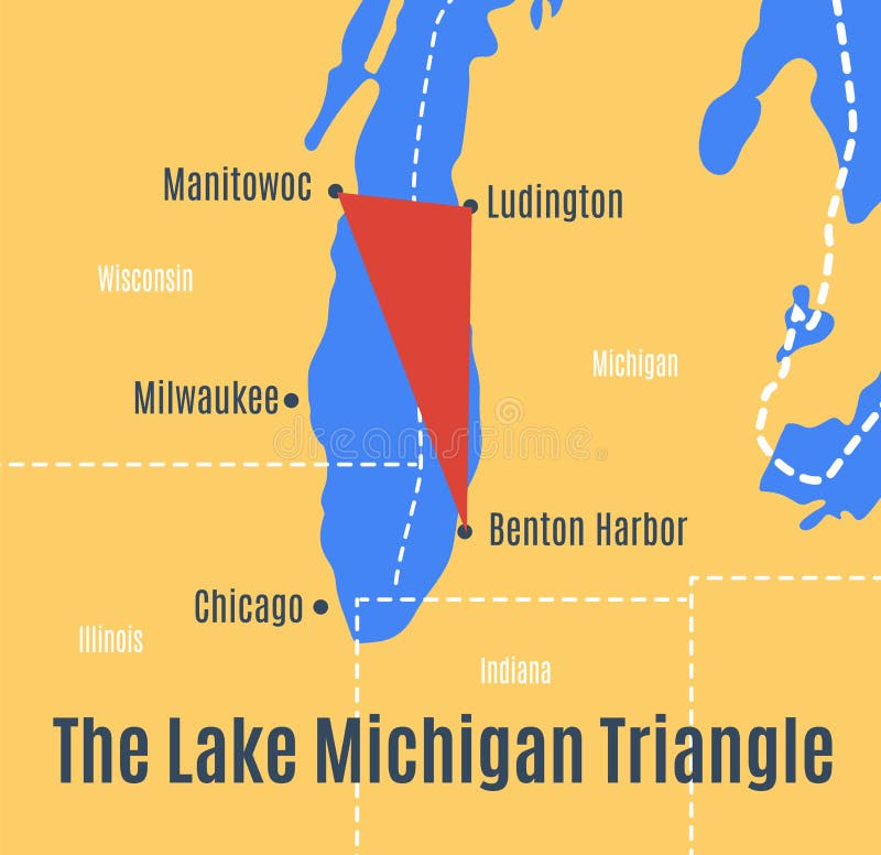 Mapa Do Lago Do Triângulo Michigan Ilustração do Vetor - Ilustração de ...
