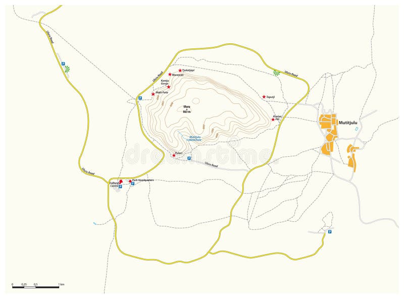 Mapa Do Monte Uluru Ayers Rock No Deserto Central Australiano ...