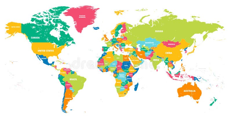 Mapa Do Mundo Colorido Do Vetor Ilustração do Vetor - Ilustração de ...