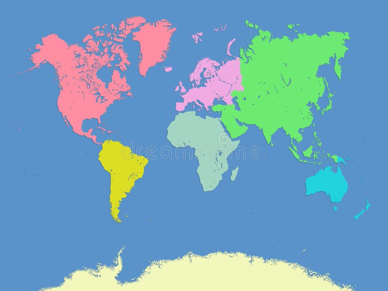 Mapa Do Mundo E Dos Continentes Ilustração Stock - Ilustração de ...
