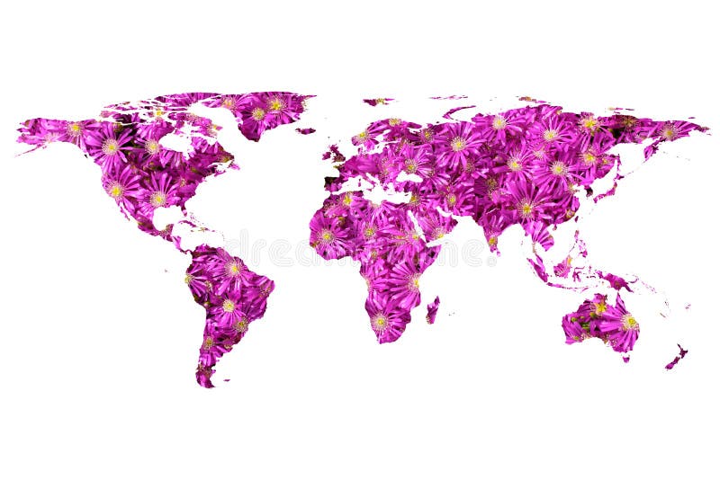 Mapa mundial e flores imagem de stock. Imagem de mapa - 77633963