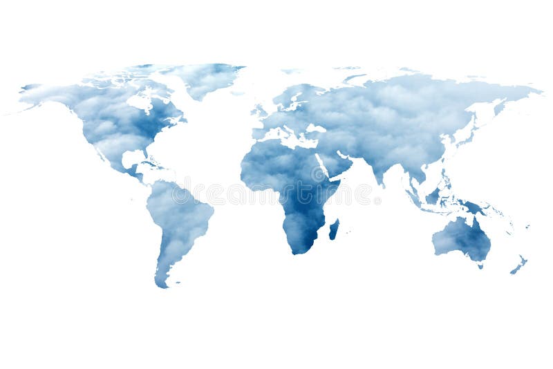 Mapa do mundo e nuvens imagem de stock. Imagem de nave - 77634235