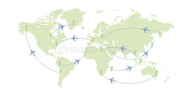 Mapa do mundo e planos ilustração do vetor. Ilustração de branco ...