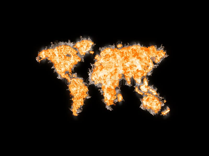 Mapa Do Mundo Ilustrado Do Fogo Ilustração Stock - Ilustração de quente ...