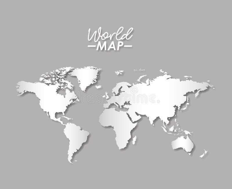 Mapa Do Mundo Na Silhueta Da Cor Do Grayscale Ilustração do Vetor ...