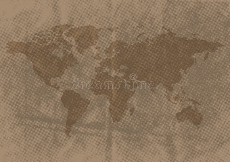 Mapa Do Mundo No Papel Amarrotado Ilustração do Vetor - Ilustração de ...