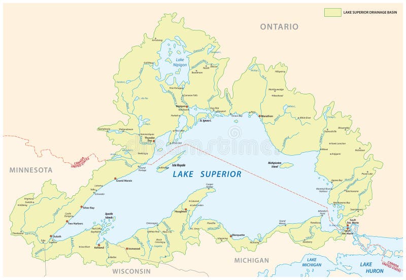 Mapa Vetorial Da Bacia Hidrográfica Do Lago Michigan Ilustração do ...